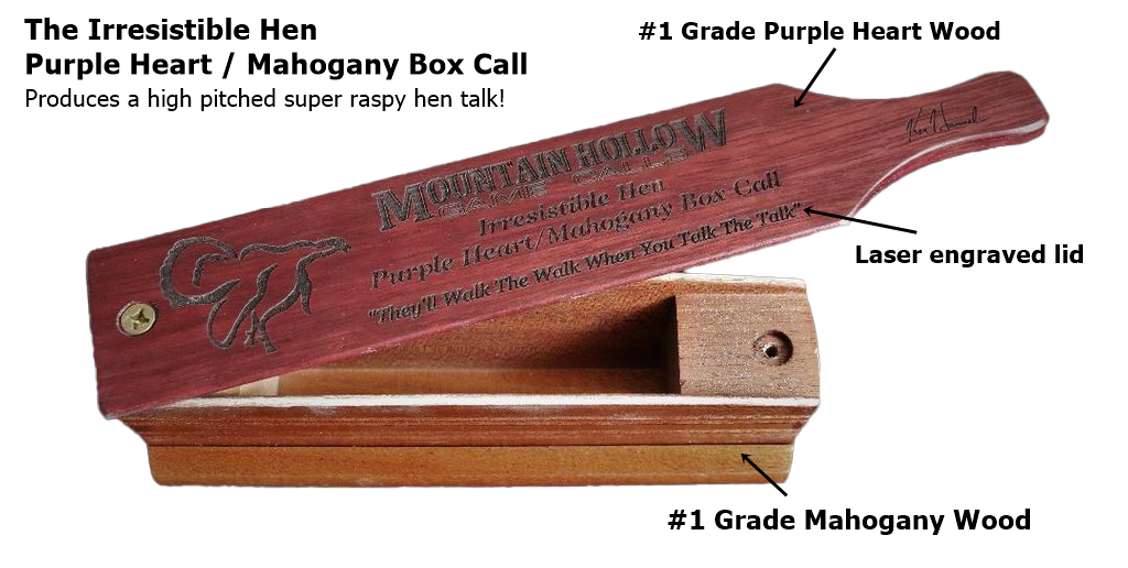 Hen Purple Heart Mahogany Box Call – Mountain Hollow Game Calls